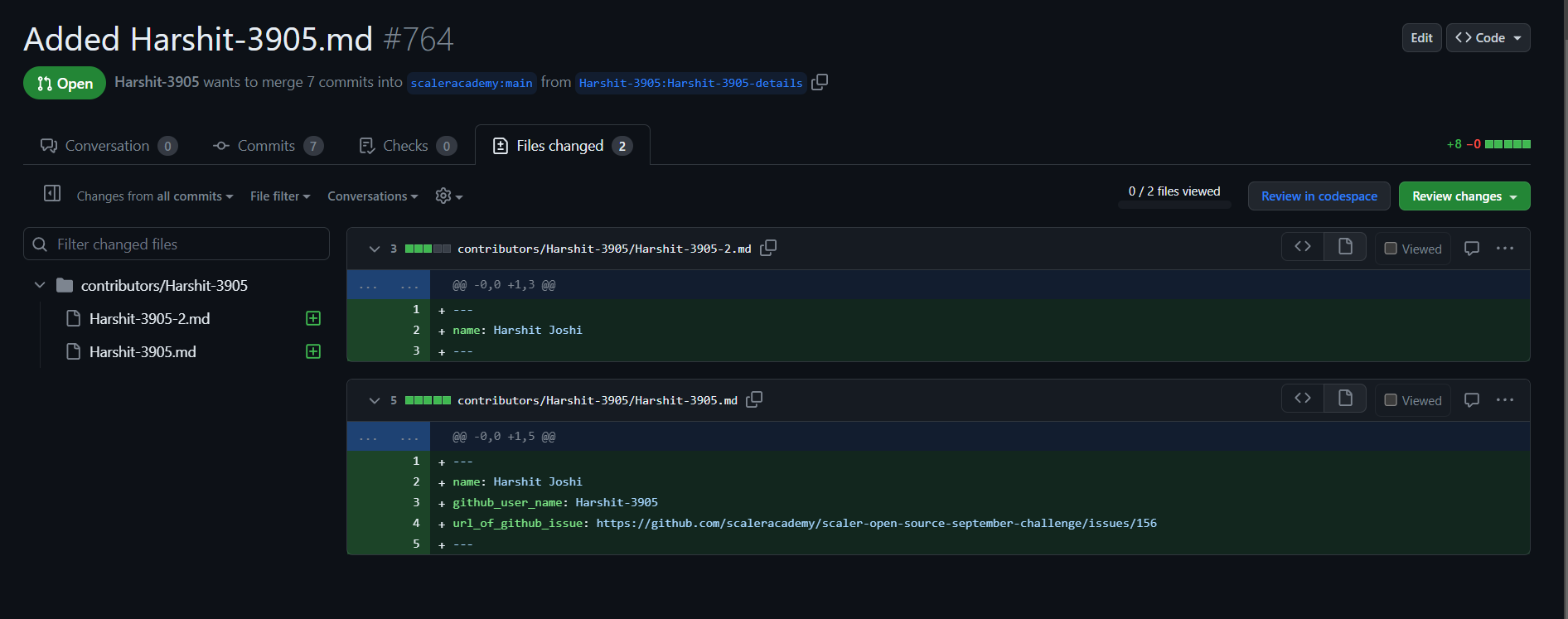 Challenge 1 - 27 : Harshit Joshi · Issue #156 · scaleracademy/scaler-open-source-september ...