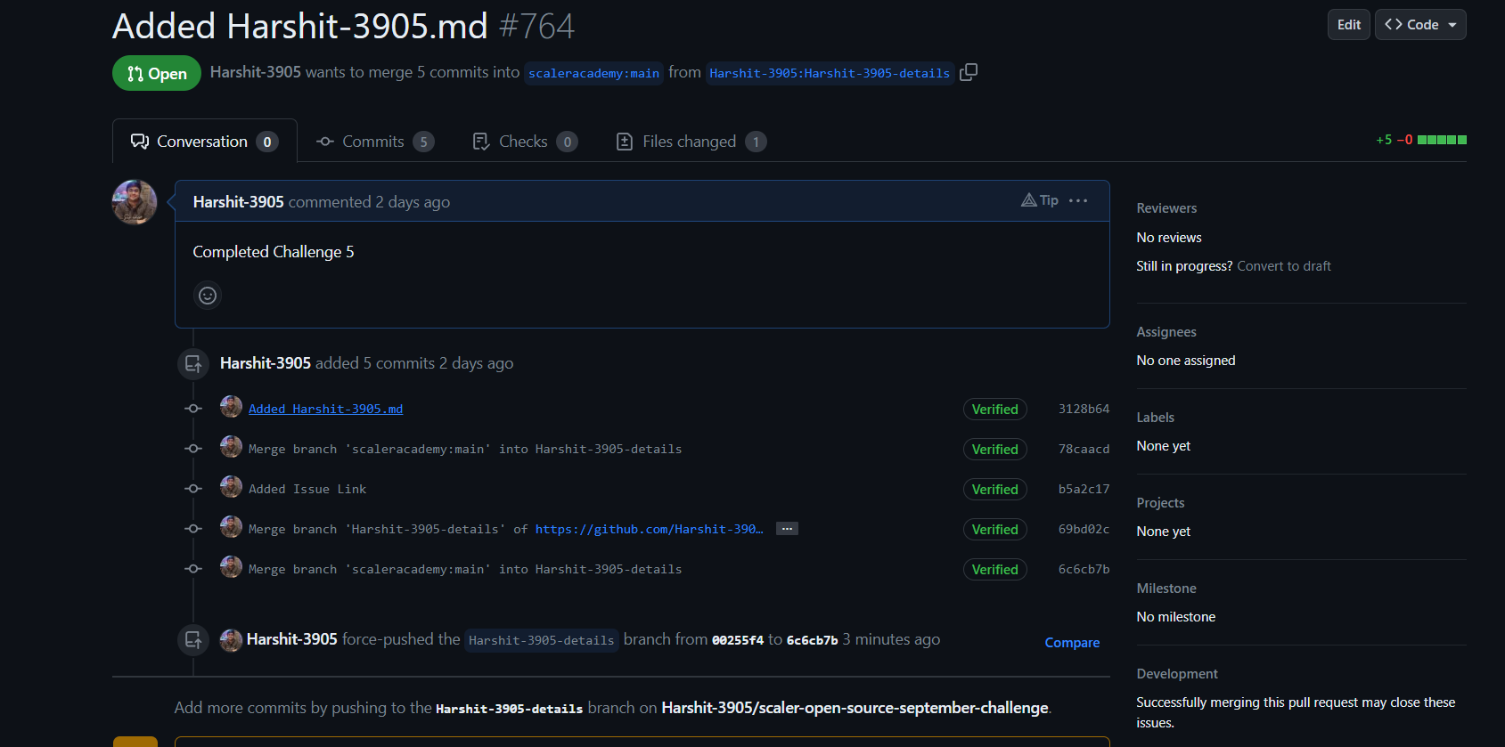 Challenge 1 - 27 : Harshit Joshi · Issue #156 · scaleracademy/scaler-open-source-september ...