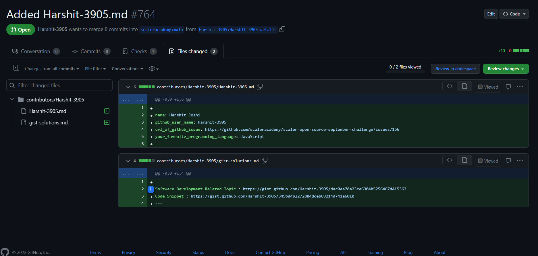 Challenge 1 - 27 : Harshit Joshi · Issue #156 · scaleracademy/scaler-open-source-september ...