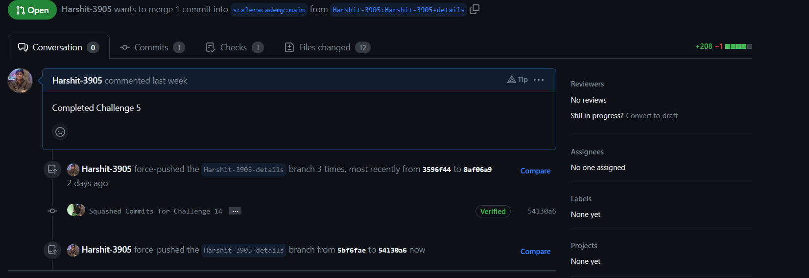 Challenge 1 - 27 : Harshit Joshi · Issue #156 · scaleracademy/scaler-open-source-september ...