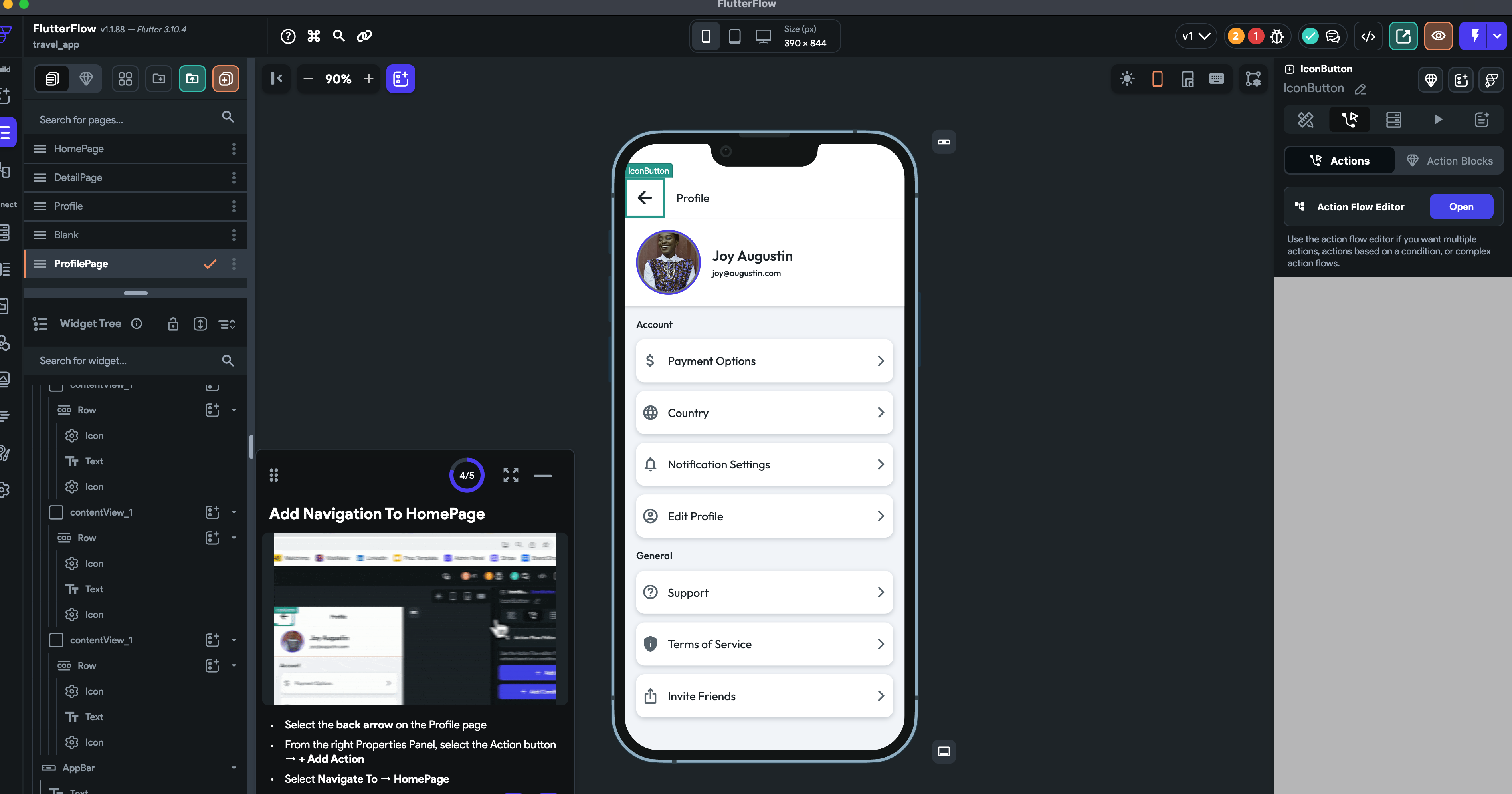 Tutorial Step 4 Doesnt Work Cannot Add Action · Issue 1085 · Flutterflowflutterflow Issues