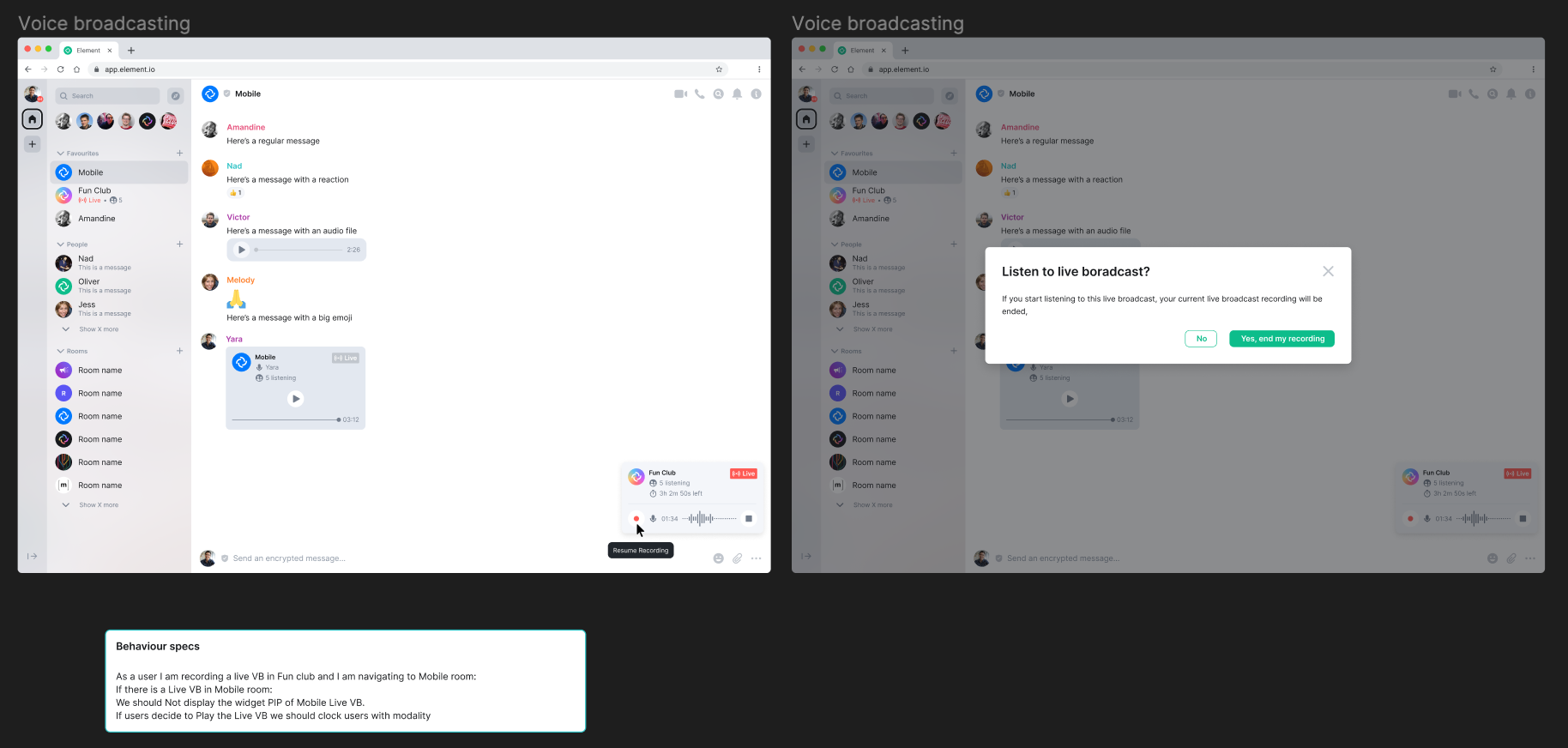 Recording a VB VS Listening to a Live recording · Issue #24077 · element-hq/element-web · GitHub