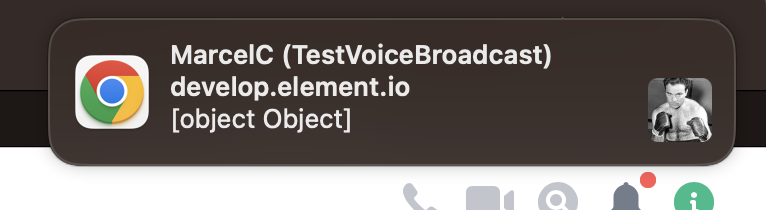 Broadcast notifications show [object Object] or the wrong state if setting „All messages ...