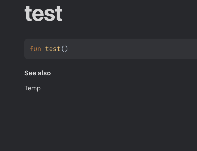 When `@see` directs to a function that is a keyword, Dokka does not display a "See also" link to ...