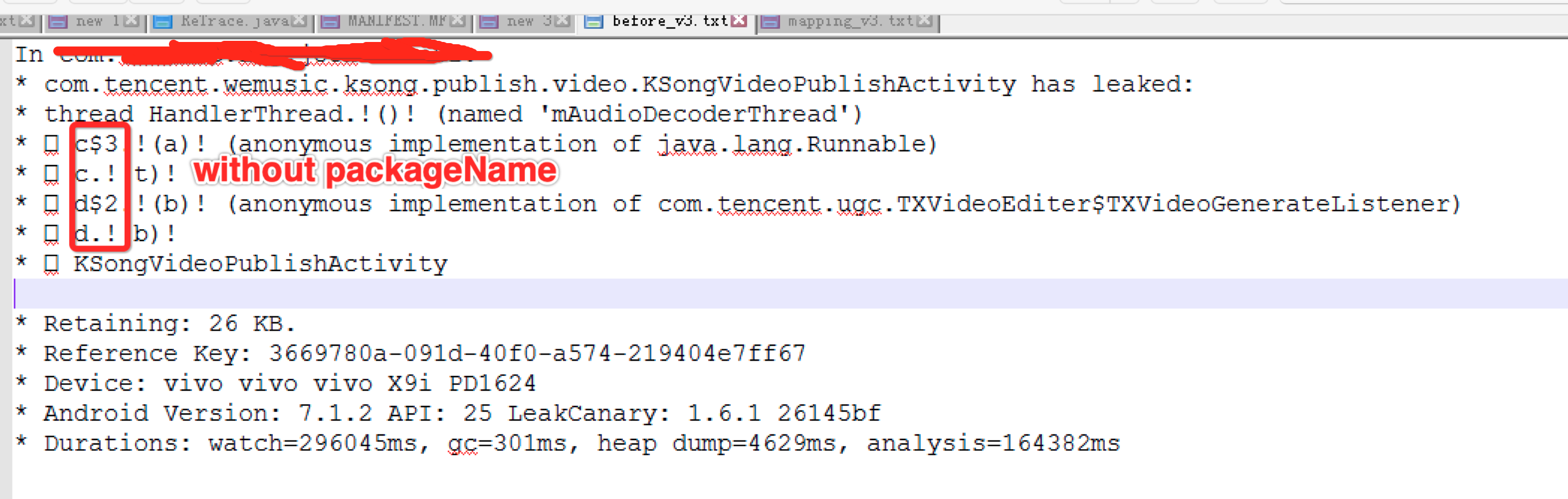 className without the packageName in leaktrace infos · Issue #1178 ...