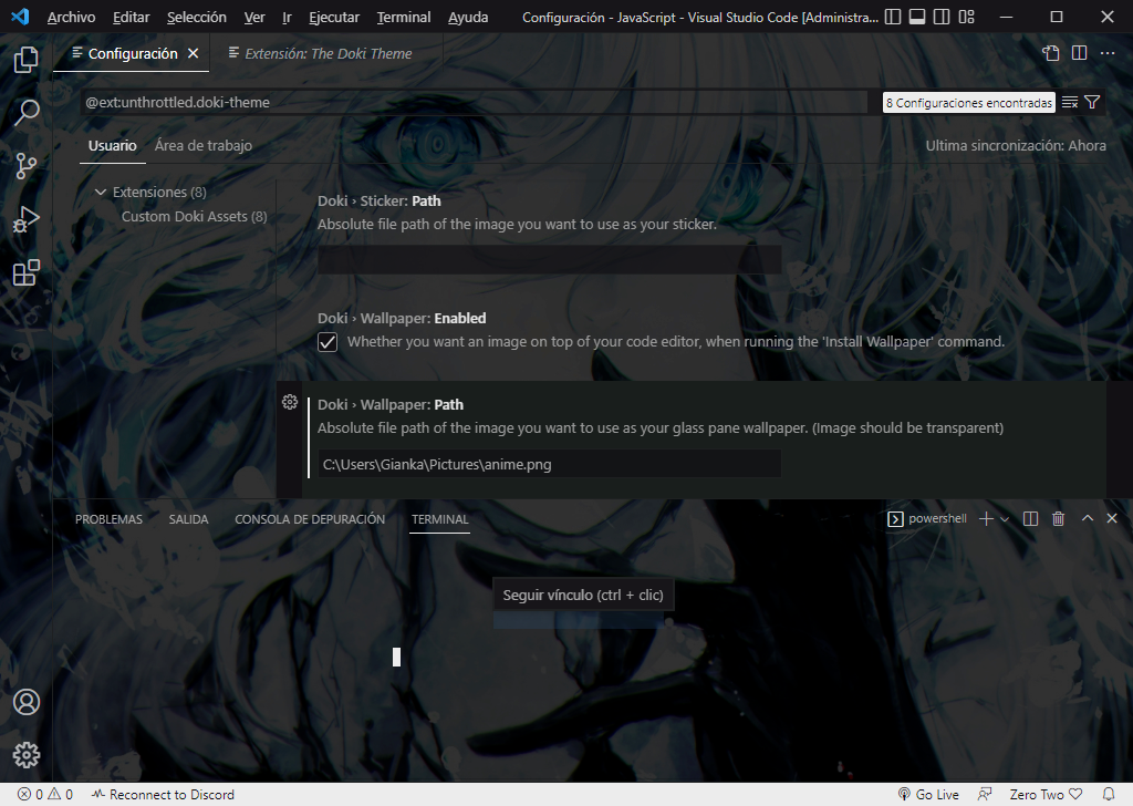 The content of the terminal is not visible · Issue #178 · doki-theme/doki-theme-vscode · GitHub
