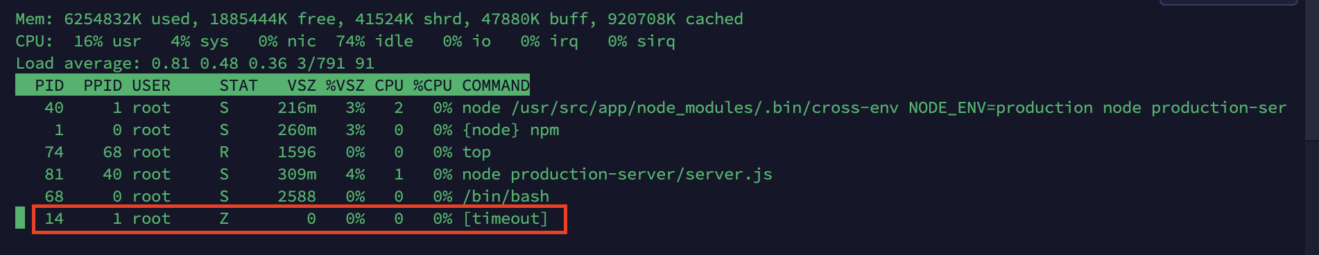 `timeout` Zombie Process · Issue 643 · Thedevs Network Kutt · Github