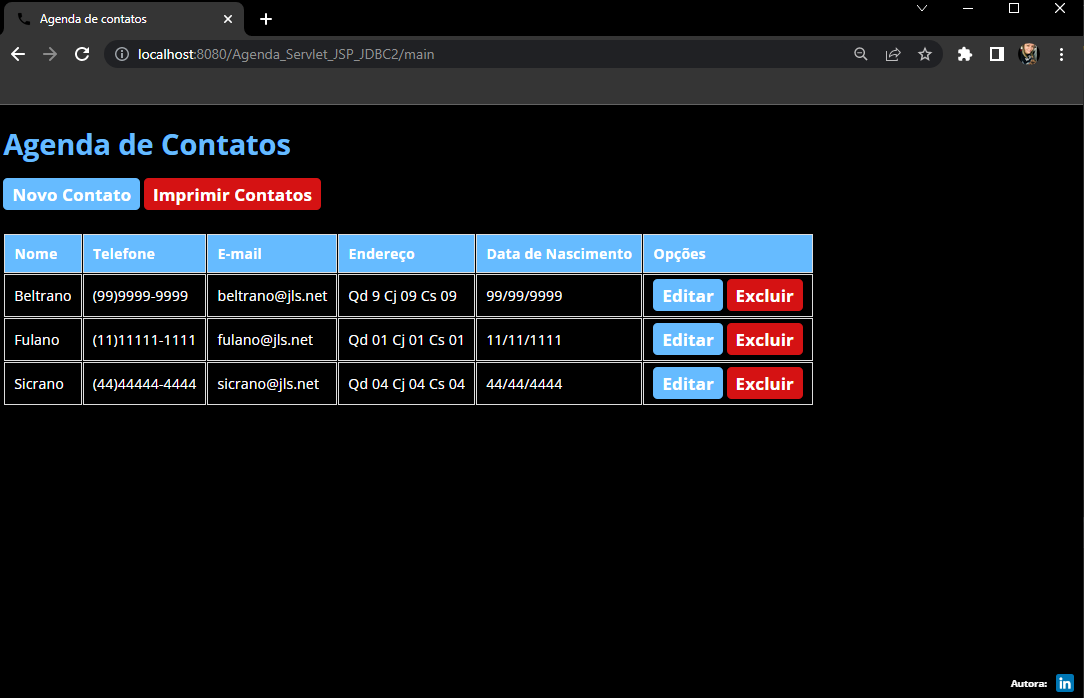 GitHub - JuhLima85/Servlet_JSP_JDBC: Java Web - Agenda de contatos