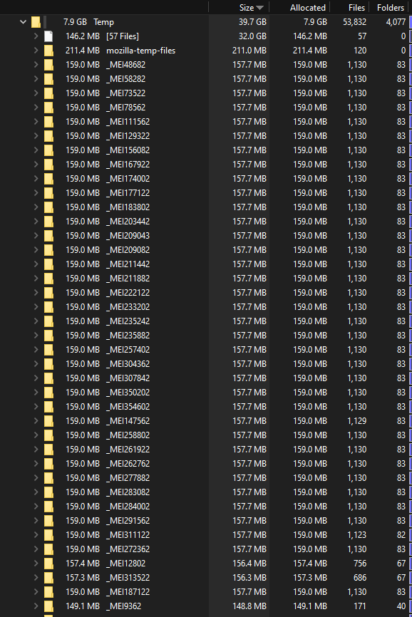 Every time the .exe is run, a new 160 MB folder is created in /AppData ...