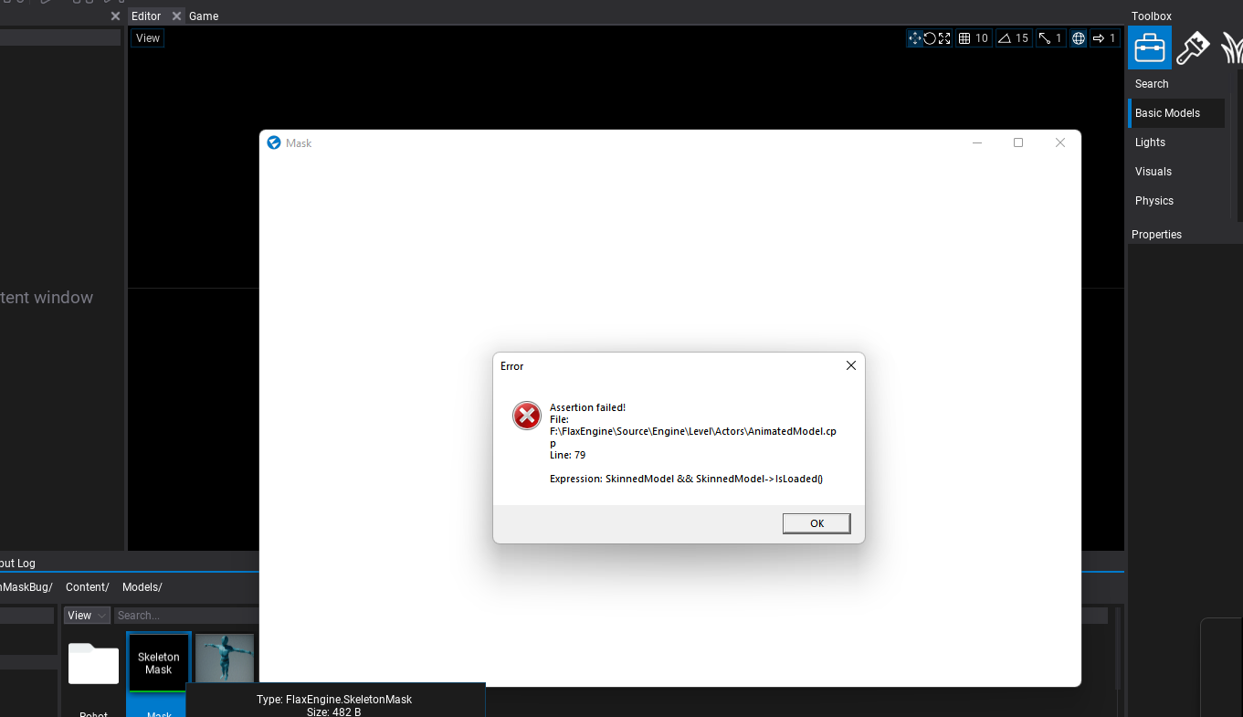Assertion failed when opening a new Skeleton Mask · Issue #723 · FlaxEngine/FlaxEngine · GitHub