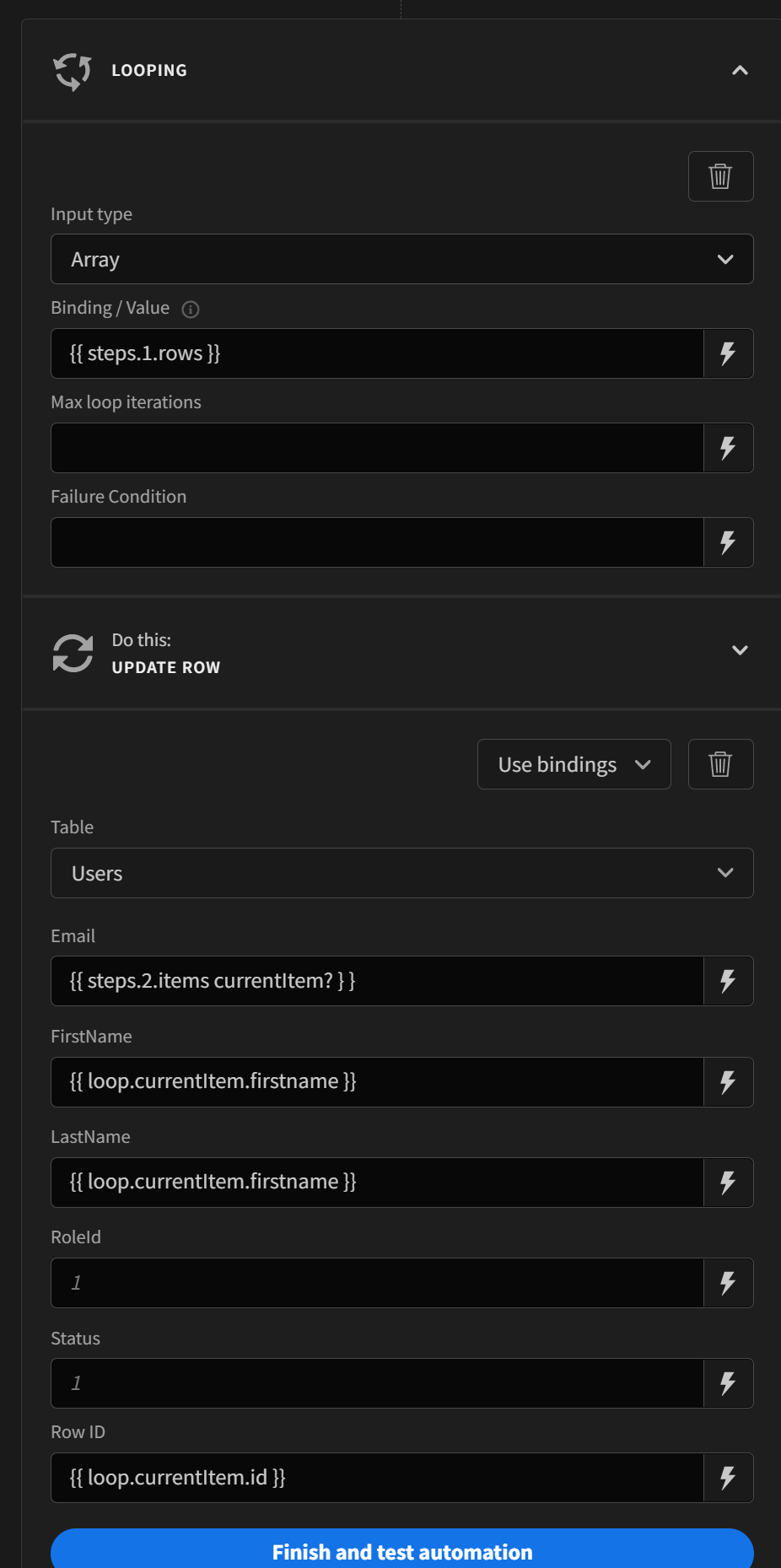 Is it possible in automations to bind to multiple looping blocks? · Budibase budibase ...