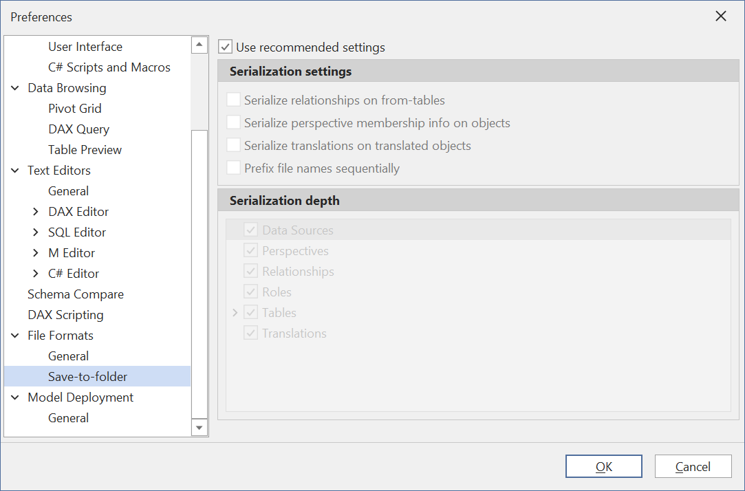 Save to Folder only outputs Database.json · Issue #221 · TabularEditor/TabularEditor3 · GitHub