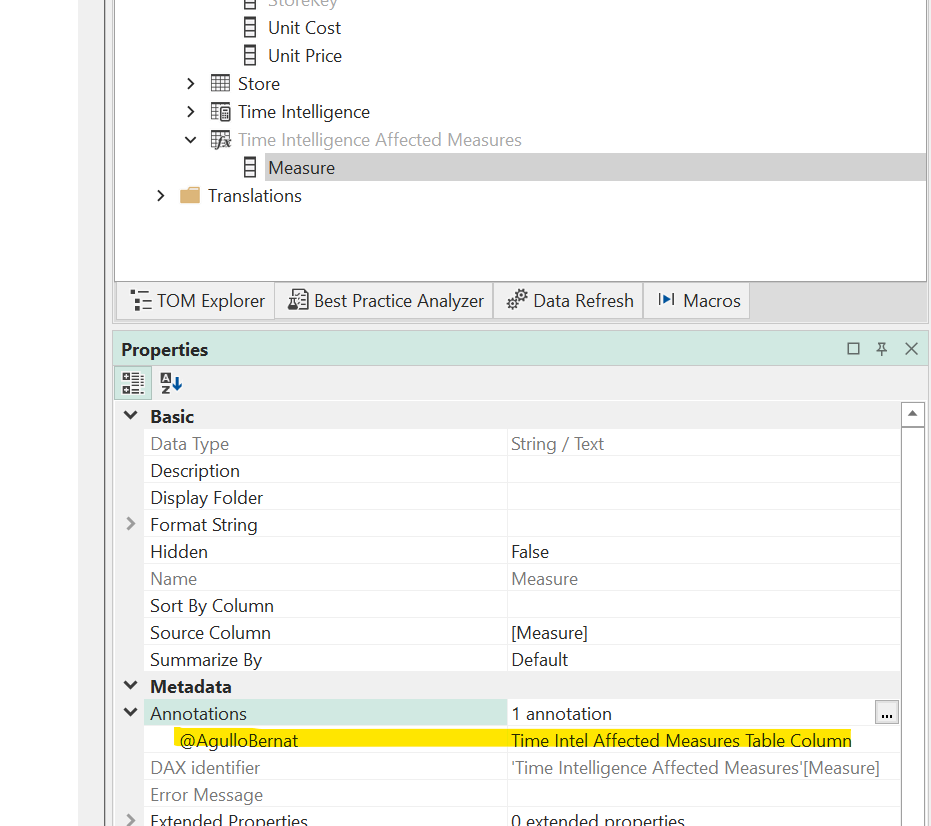 Add annotations to a column of a calculated table created by the same ...
