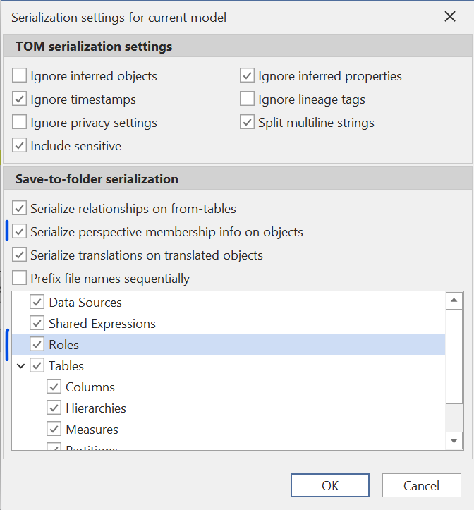 When Saving Measures ordering of Roles and Perspectives are not maintained causing Git change ...