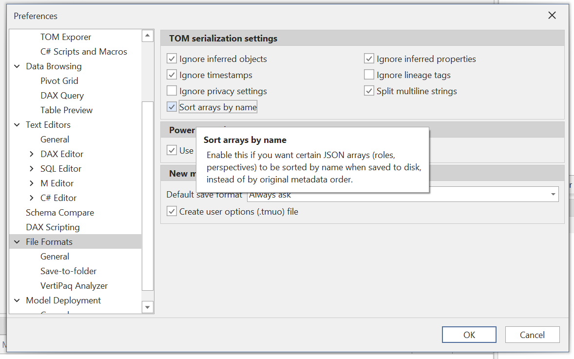When Saving Measures ordering of Roles and Perspectives are not maintained causing Git change ...