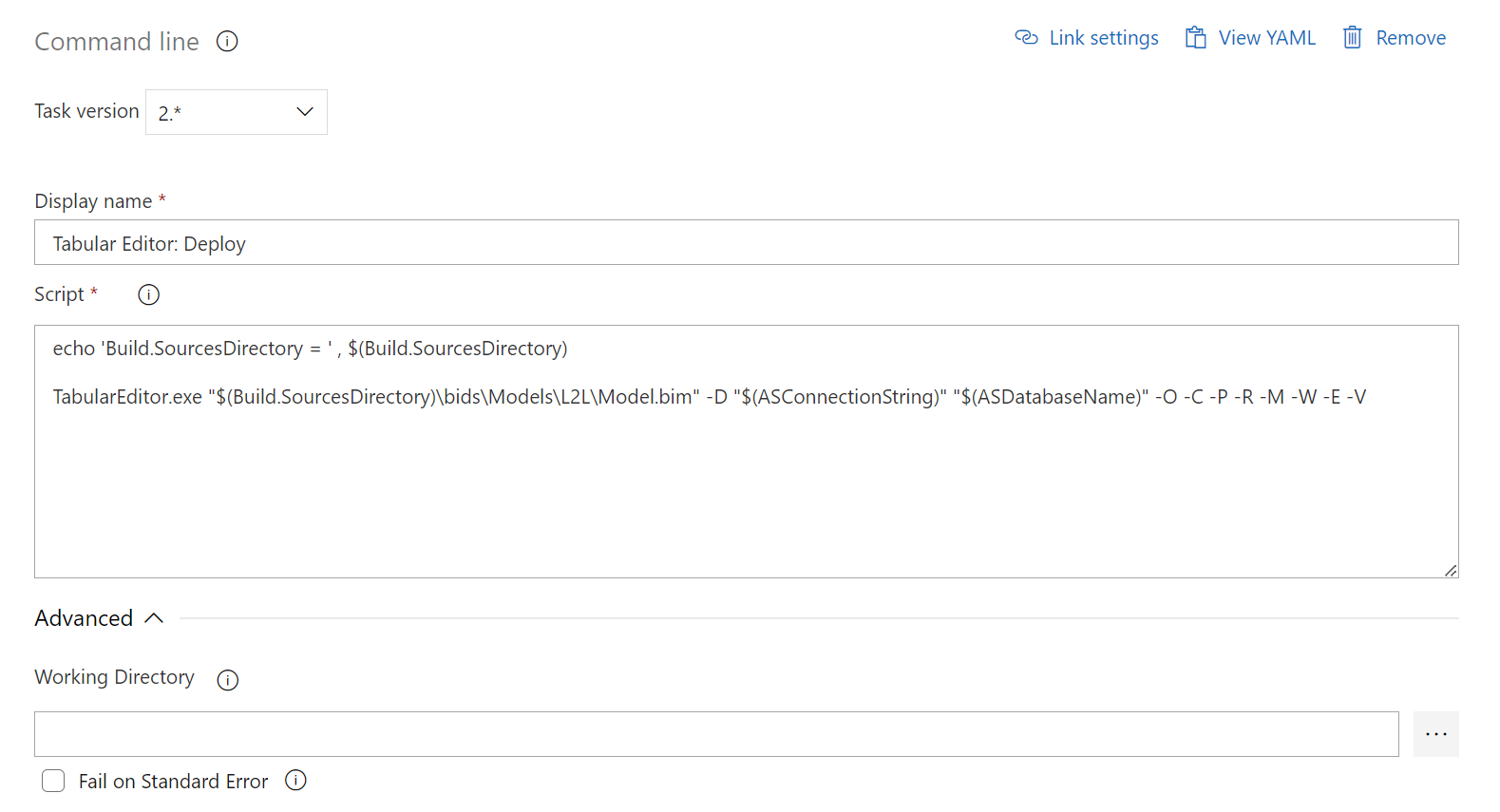 Azure DevOps Pipeline - MS hosted Agent, downloaded 'TabularEditor.exe' is not recognized ...