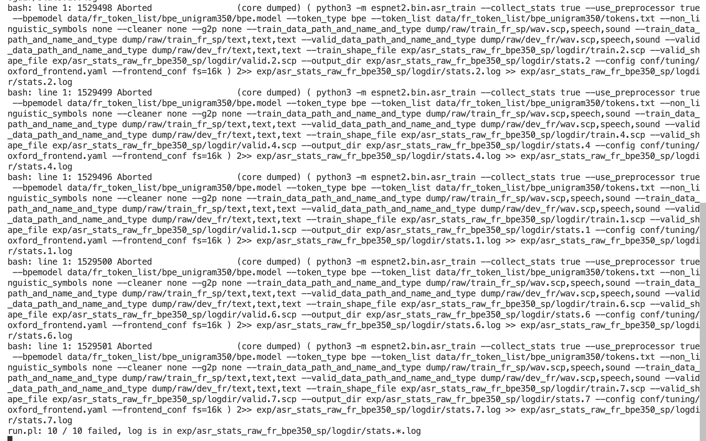 Std::bad_alloc when running stage 10 for commonvoice dataset, French language · Issue #4411 ...