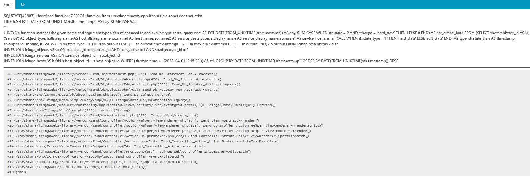 The Event Grid is not visible and throws an SQLSTATE[42883] error · Issue #4852 · Icinga ...