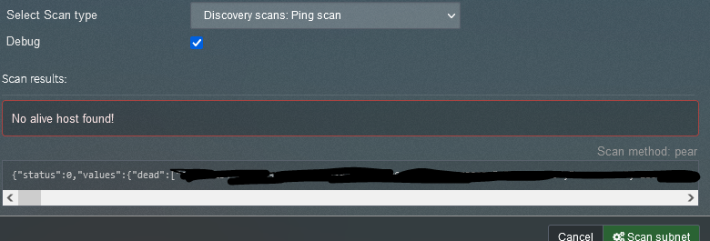 Ping scan failing / update working · Issue #3332 · phpipam/phpipam · GitHub