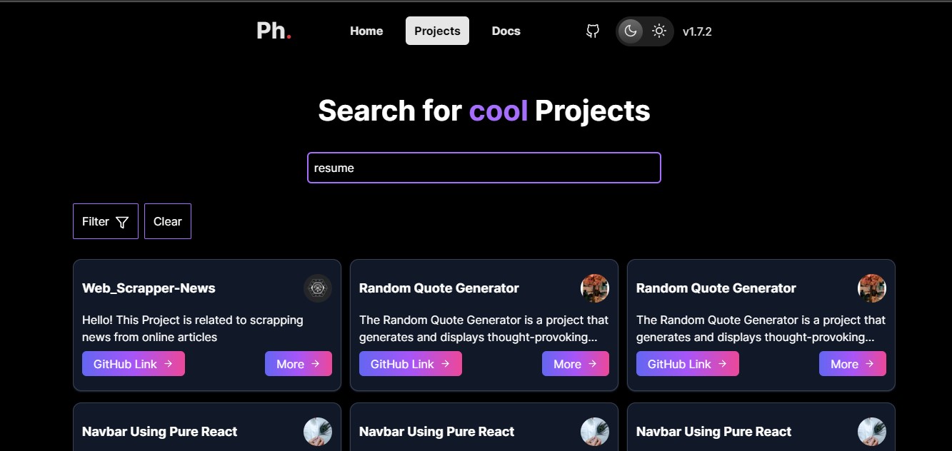 Bug: Search feature isn't working properly · Issue #1535 · priyankarpal/ProjectsHut · GitHub