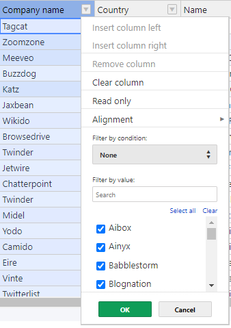 Column filter like handontable · Issue #4225 · olifolkerd/tabulator · GitHub