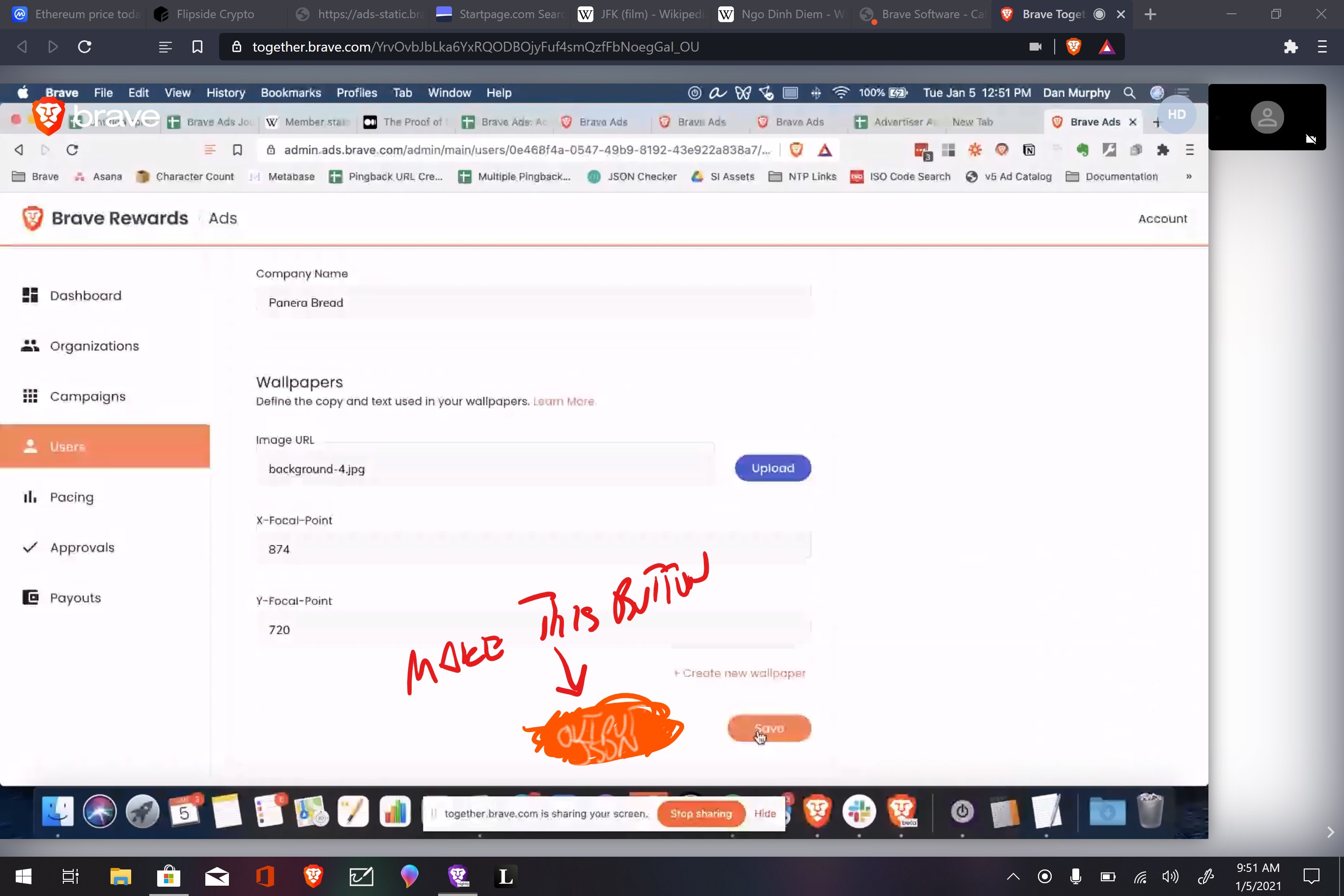 Sponsored Image Trafficking: Create campaign-level JSON output button ...