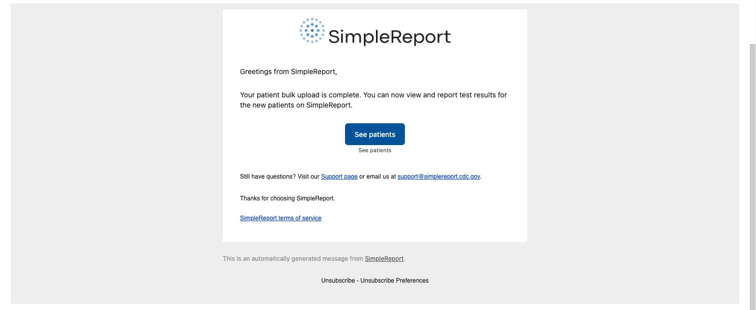 Email users once bulk upload is complete · Issue #4440 · CDCgov/prime-simplereport · GitHub