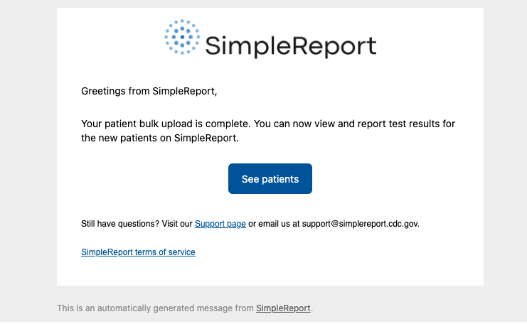 Email users once bulk upload is complete · Issue #4440 · CDCgov/prime-simplereport · GitHub