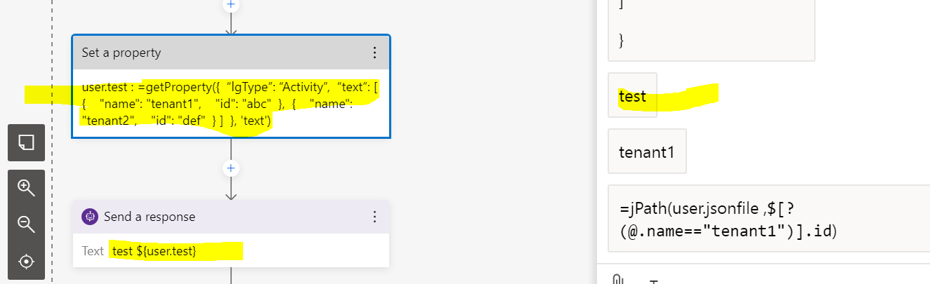 Unable to use getProperty function · Issue #9373 · microsoft/BotFramework-Composer · GitHub