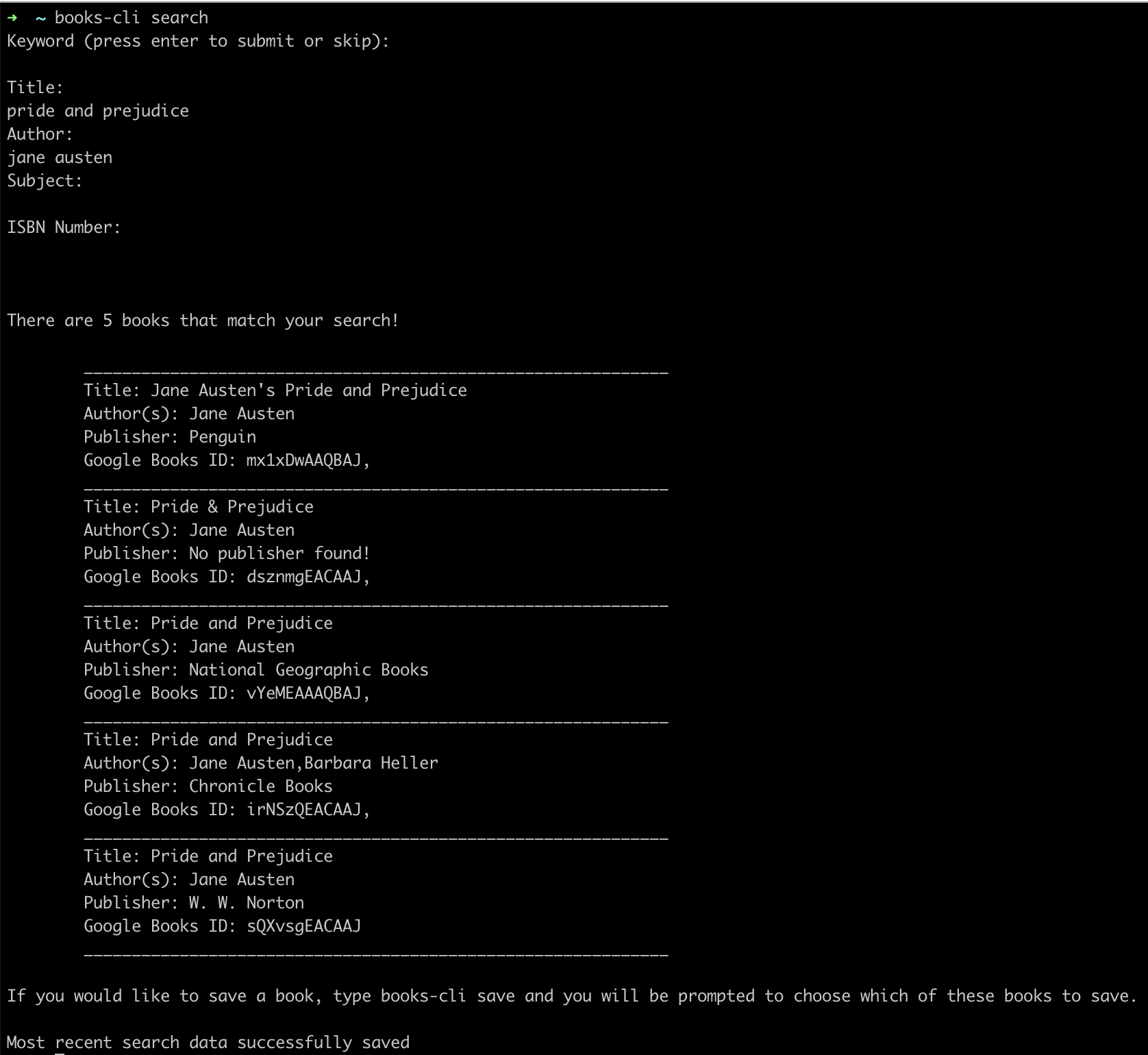 GitHub - kelseyroy/books-cli: Create a command line application that ...