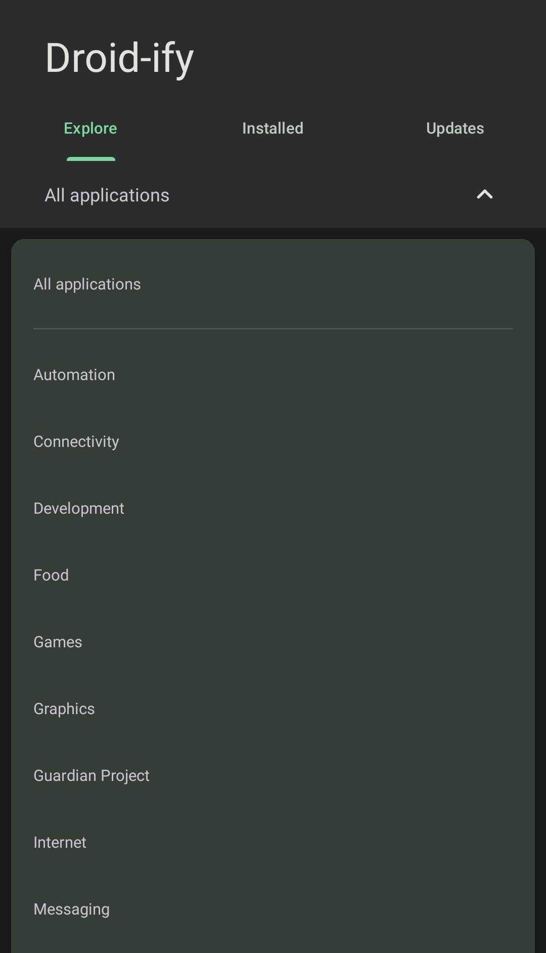 [Feature Request] Show filter categories on Installed tab as well · Issue #189 · Droid-ify ...