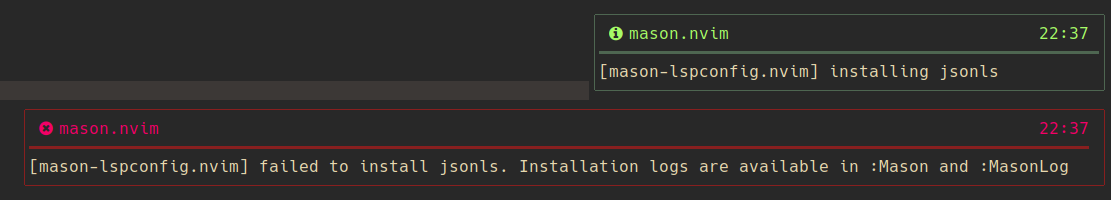 How to disable jsonls in Mason? It fails to install every startup ...