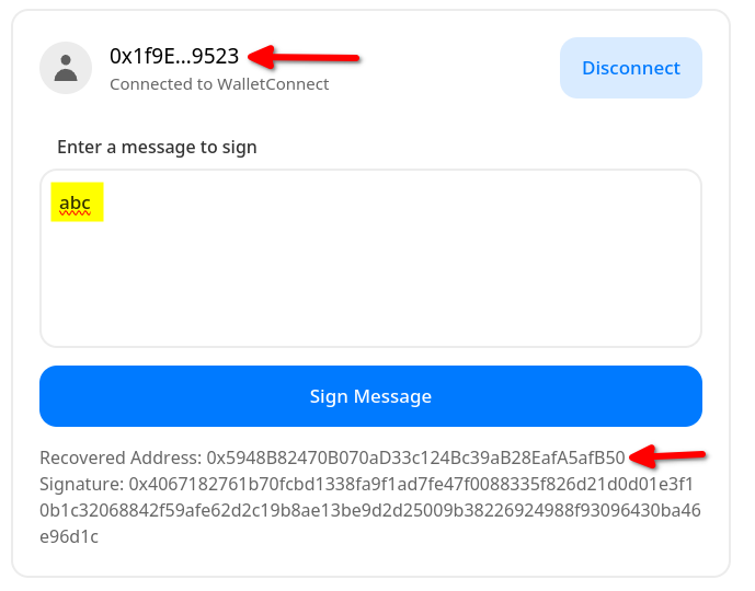 Bug Wallectconnect Signature Wrong Address · Issue 1182 · Wevm Wagmi · Github