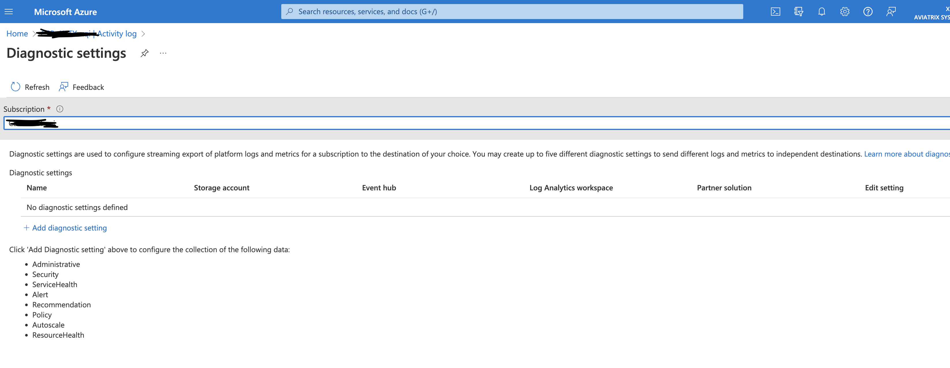 Need Help on SDK: How to create DiagnosticSettings for subscription Activity Log service in go ...