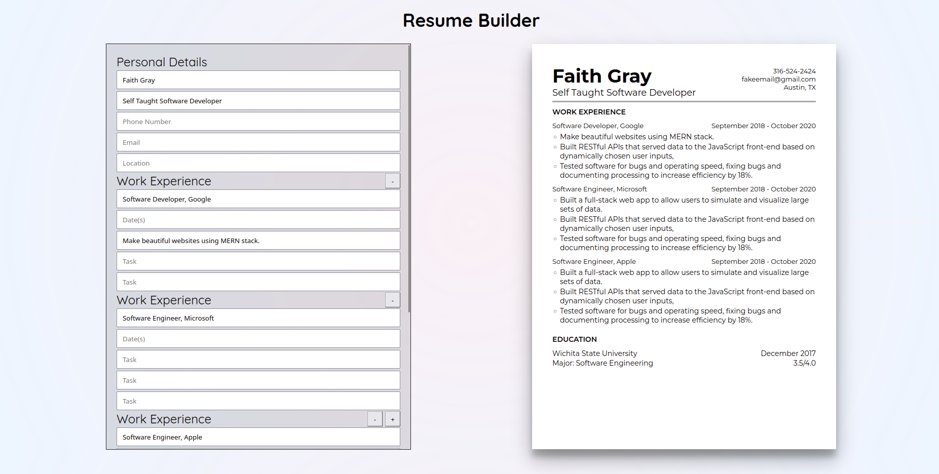 GitHub - Faith-Gray/CV-Application