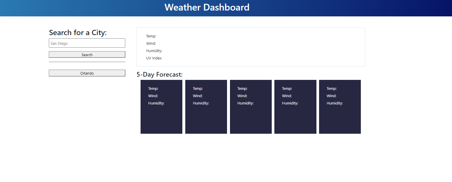 GitHub - gabrielcalk/weather_dashboard_with_api: This is a Weather ...