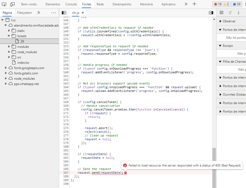 Erro ao enviar mensagens do Whatsapp. Verifique a página de conexões ...
