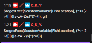 [Bug] regex variable when used in chat effect display in chat and other effect without ...