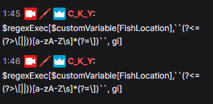 [Bug] regex variable when used in chat effect display in chat and other effect without ...