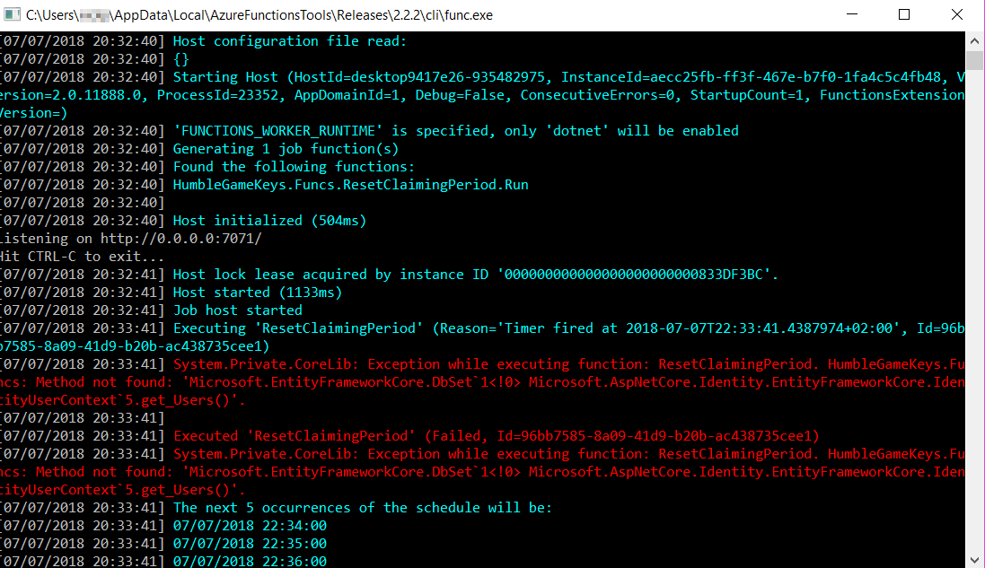 Use Of Identitydbcontext Not Supported In Azure Function · Issue 3168 · Azureazure Functions