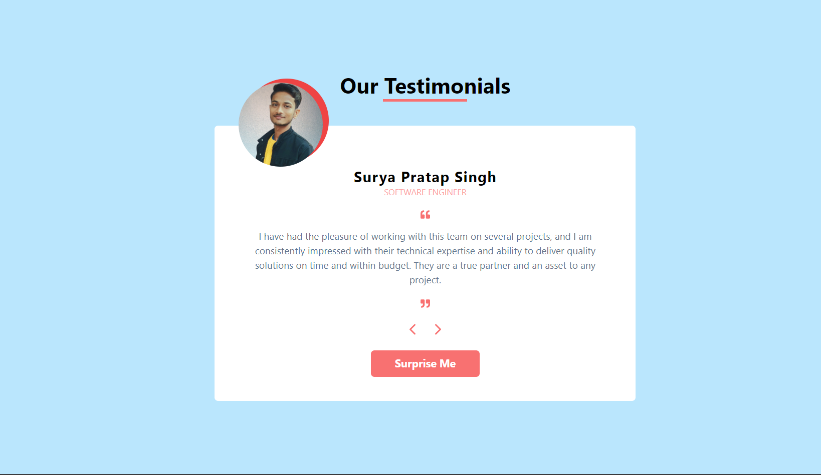 GitHub - SuryaPratap2542/Testimonials-Page: This is a simple React ...