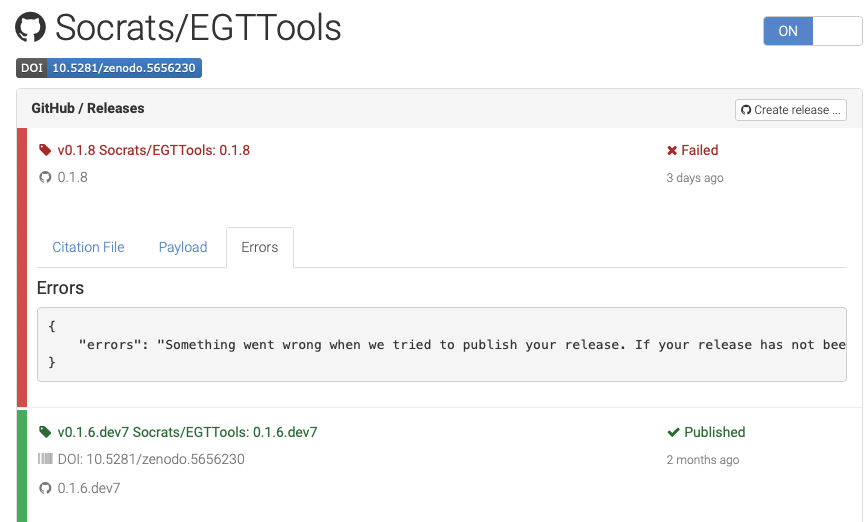 Github release failed · Issue #1181 · zenodo/zenodo · GitHub