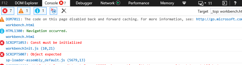 Workbench.html is blank in IE with js errors in dev tools · Issue #2872 ...