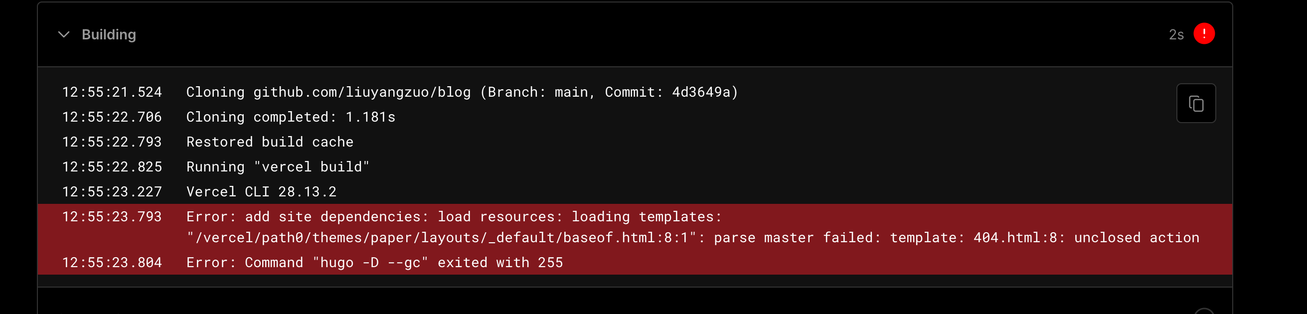 vercel 部署失败，直接下载拷贝到 themes 下 · Issue #140 · nanxiaobei/hugo-paper · GitHub