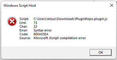 Can't install script. "Jscript compilation error". (PluginRepo) · Issue #1775 · mwittrien ...
