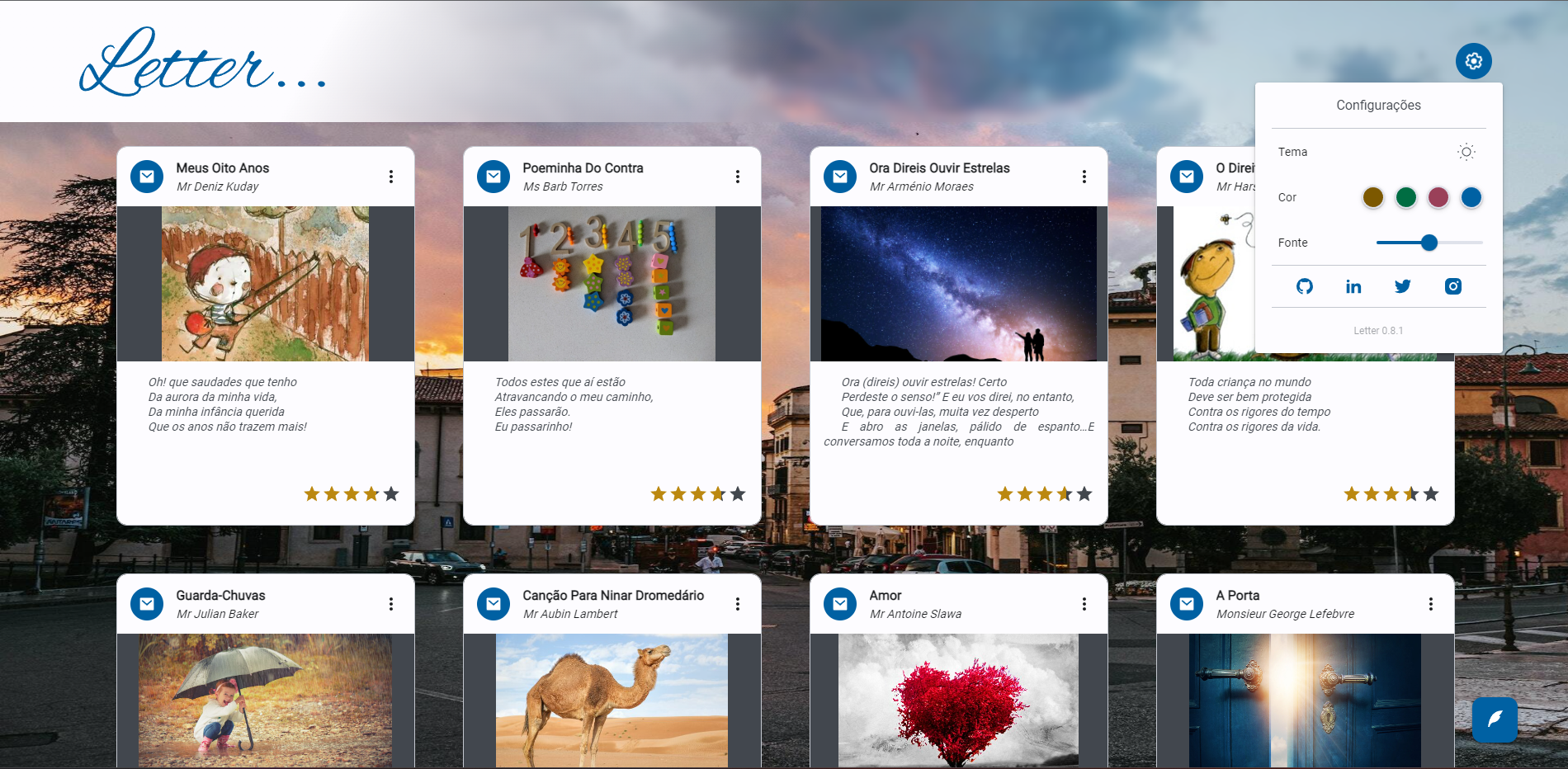 GitHub - SilvioCavalcantiBonfim/letter: ️ Letter tem o objetivo de ser um acervo virtual em que ...
