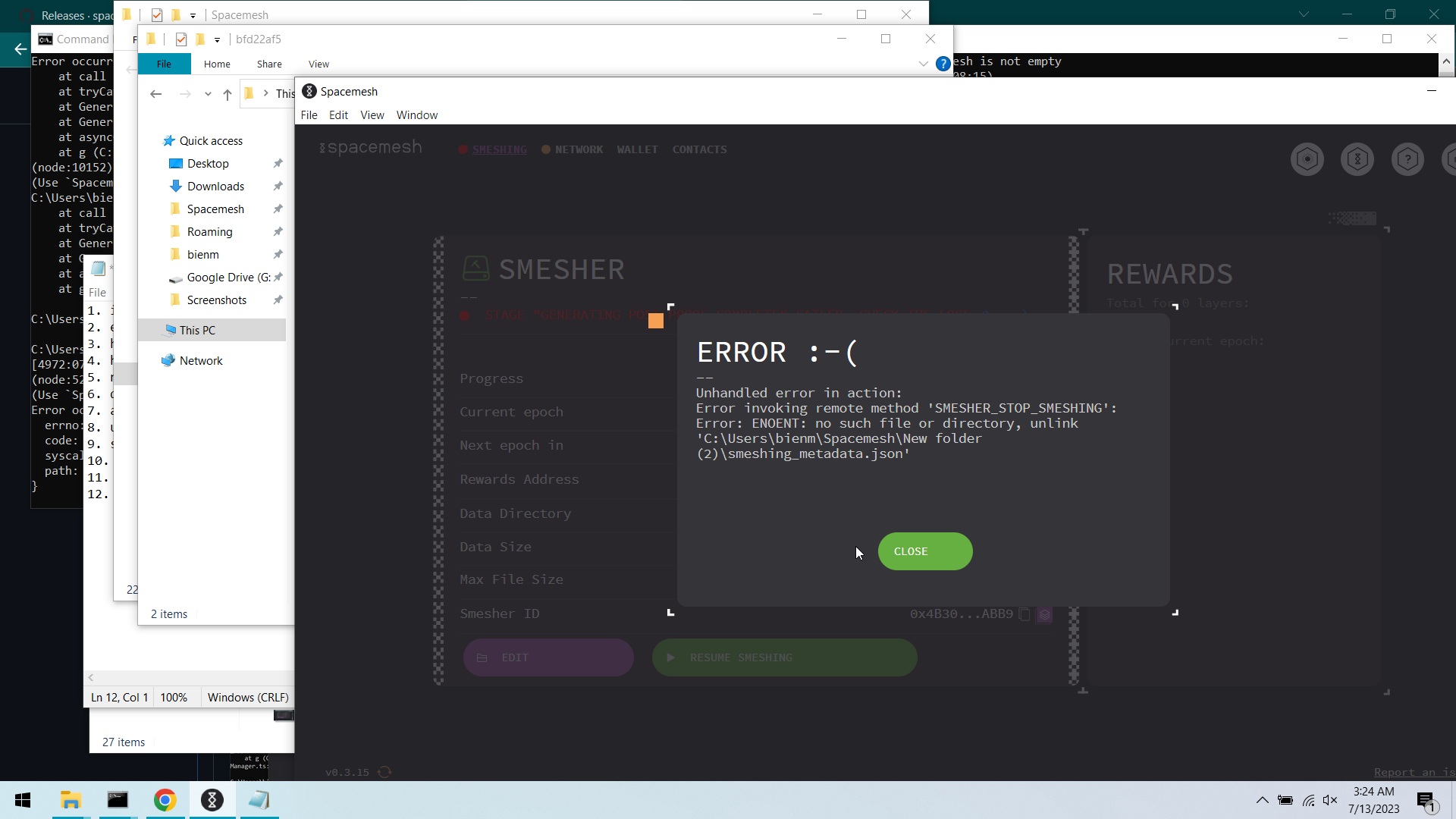 Node Activity Log issues · Issue #1348 · spacemeshos/smapp · GitHub