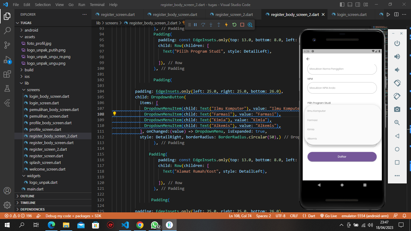 GitHub - HiKaKara/033_mopro_unpak: Aplikasi Membuat Aplikasi Sederhana menggunakan Tema ...