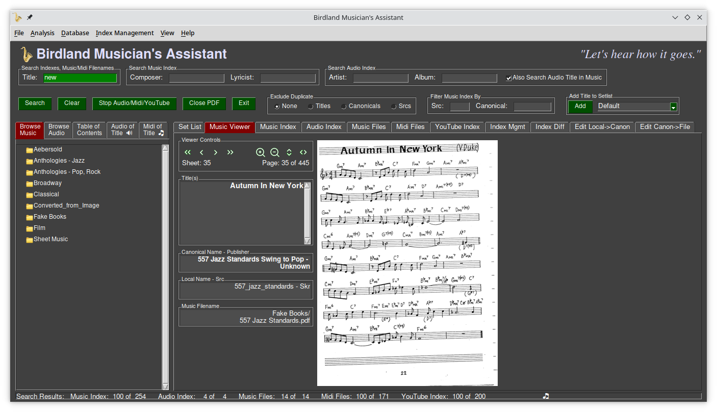     Birdland Musician's Assistant 