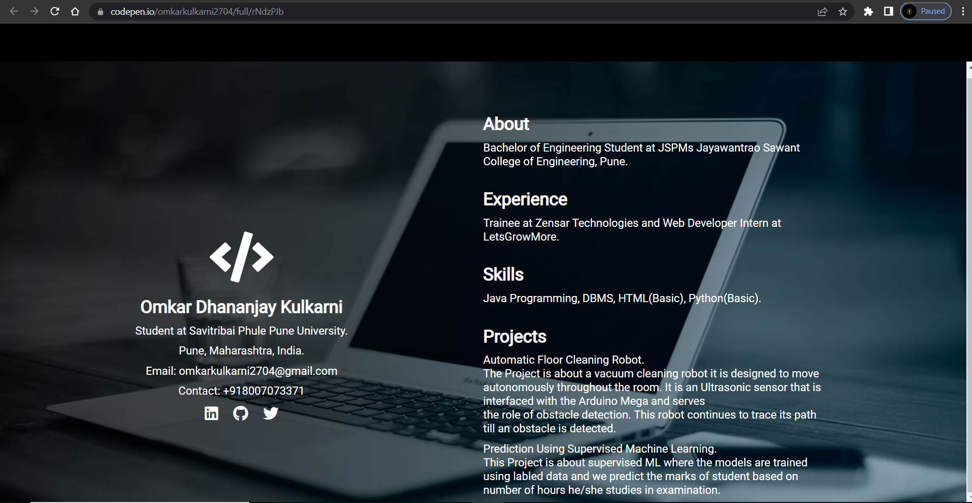 GitHub - omkarkulkarni2704/portfolio: I create my single page portfolio ...